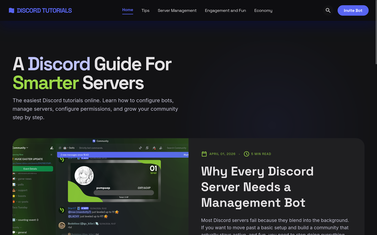 Discord Tutorials & Guides - Bots, Server Setup, Moderation